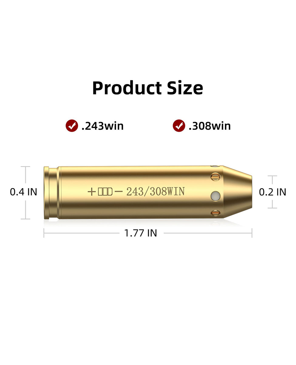 EZshoot Red Laser Bore Sight 243 308/223 5.56mm/9mm/12GA with Extra Ba