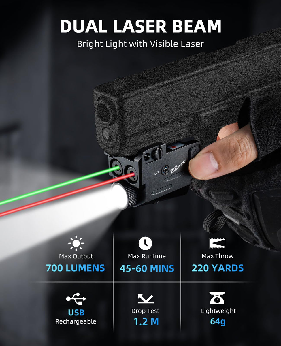 EZshoot 700 Lumens Pistols Dual Laser Light Combo