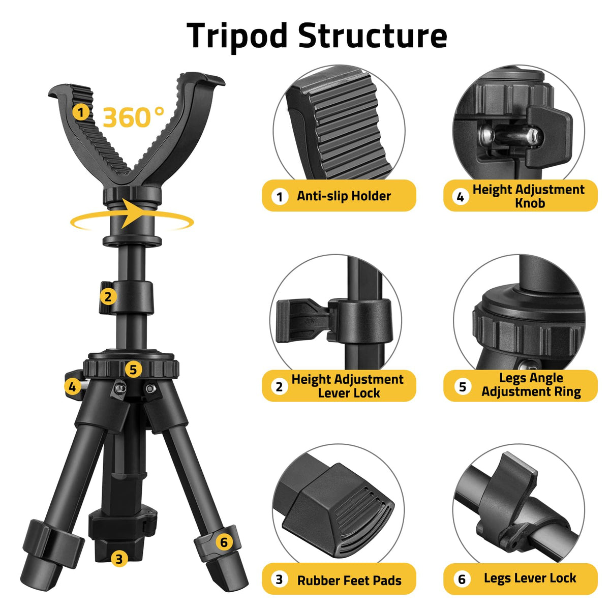 EZshoot Portable Rifle Tripod Rest for Target Shooting Outdoor Hunting