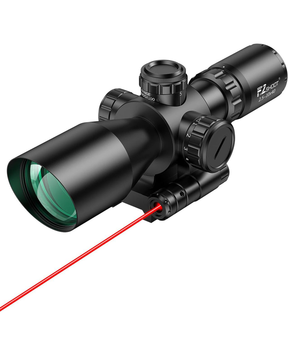 EZshoot 2.5-10x40 Rifle Scope, Illuminated Mil-dot Compact Scope with