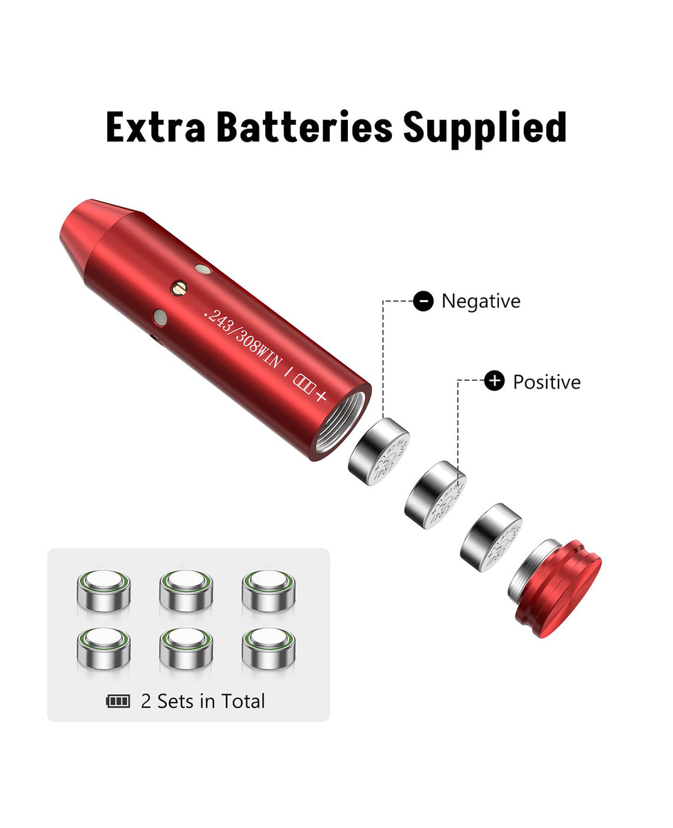 EZshoot .243 308 Bore Sight Laser Red Dot Boresighters 308 with Batter