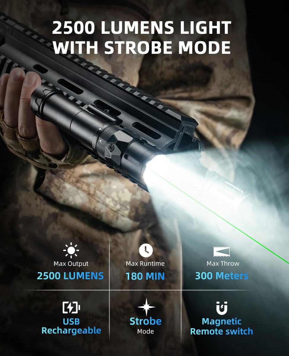 EZshoot 2500 Lumens Tactical Rifle Flashlight Compatible with Picatinn