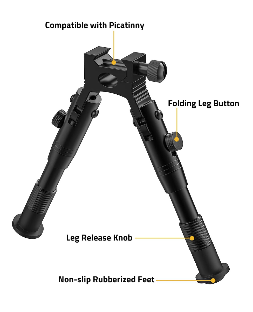 EZshoot 3-in-1 Rifle Bipod with Swivel Stud Adapter & Barrel Clamp Ada