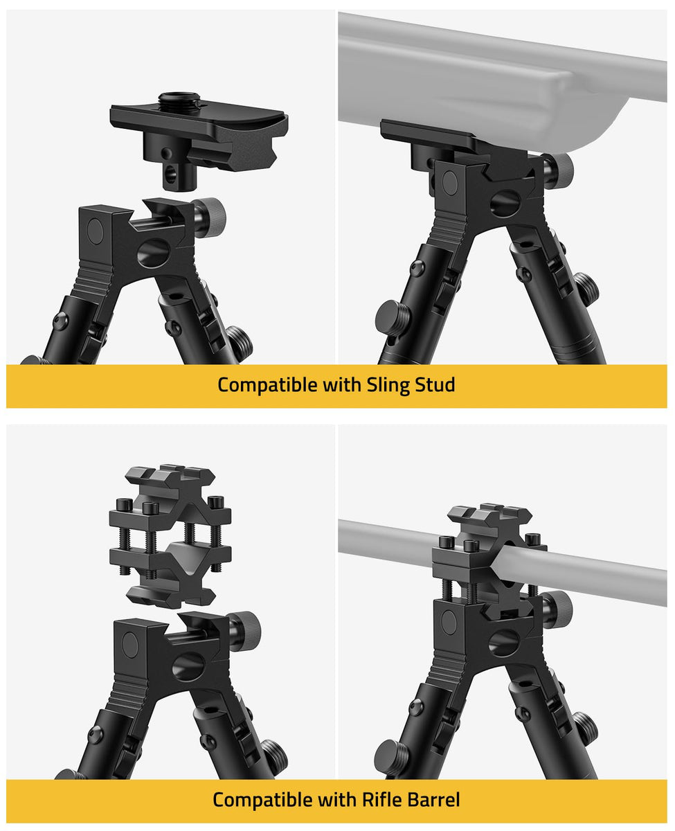 EZshoot 3-in-1 Rifle Bipod with Swivel Stud Adapter & Barrel Clamp Ada
