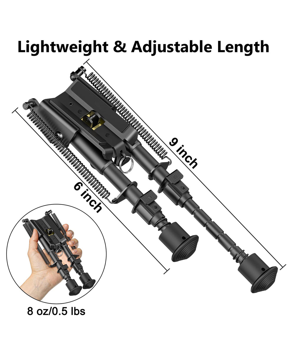 EZshoot 6-9 Inches Picatinny Bipod Adjustable Spring Return with Picat