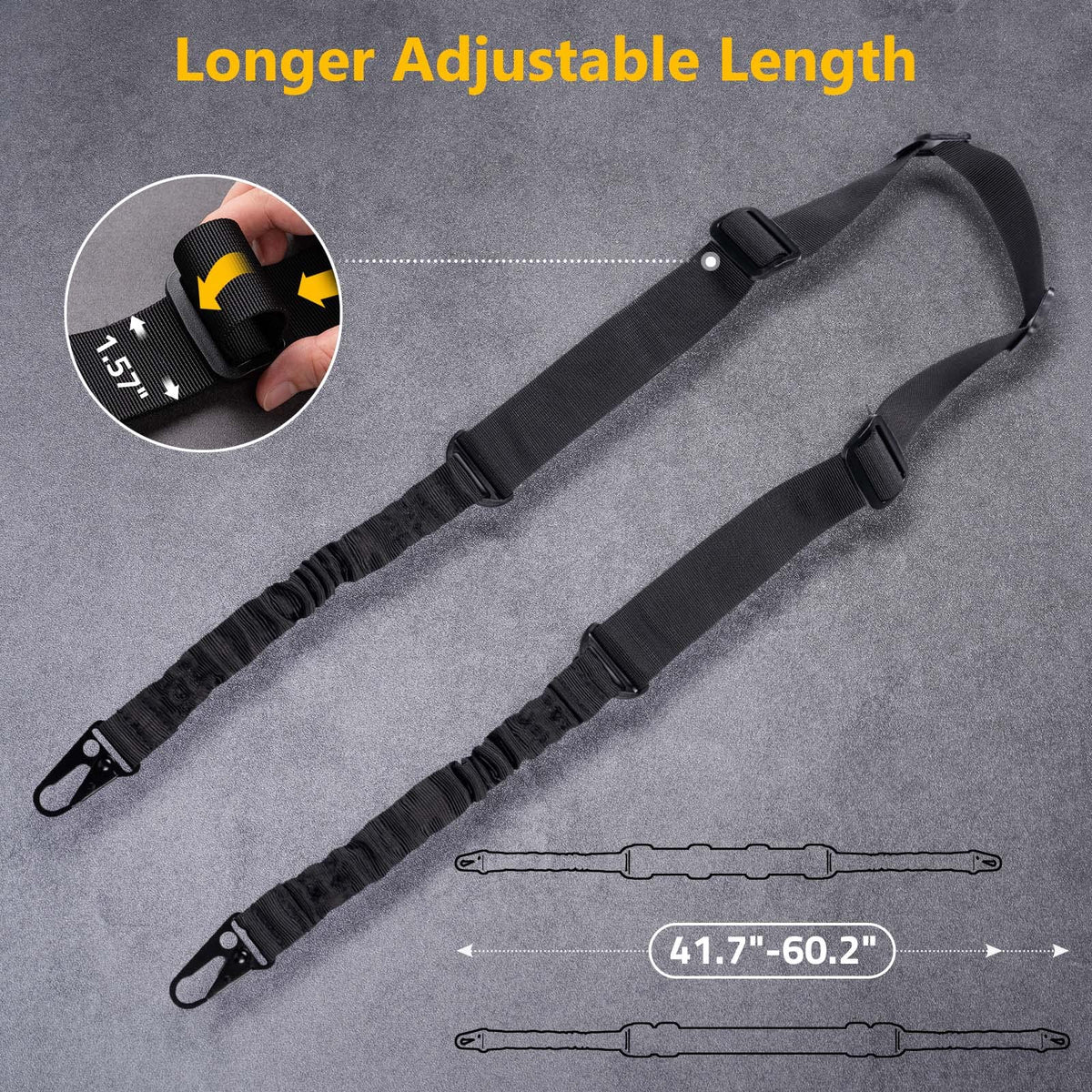 EZshoot Adjustable Two Point Sling with 2 Pack Anti-Rotation Sling Swi
