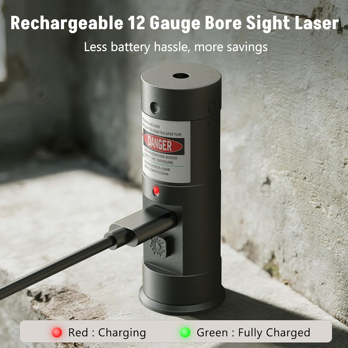 EZshoot Rechargeable Bore Sight Red/Green Laser 12 Gauge Boresighter