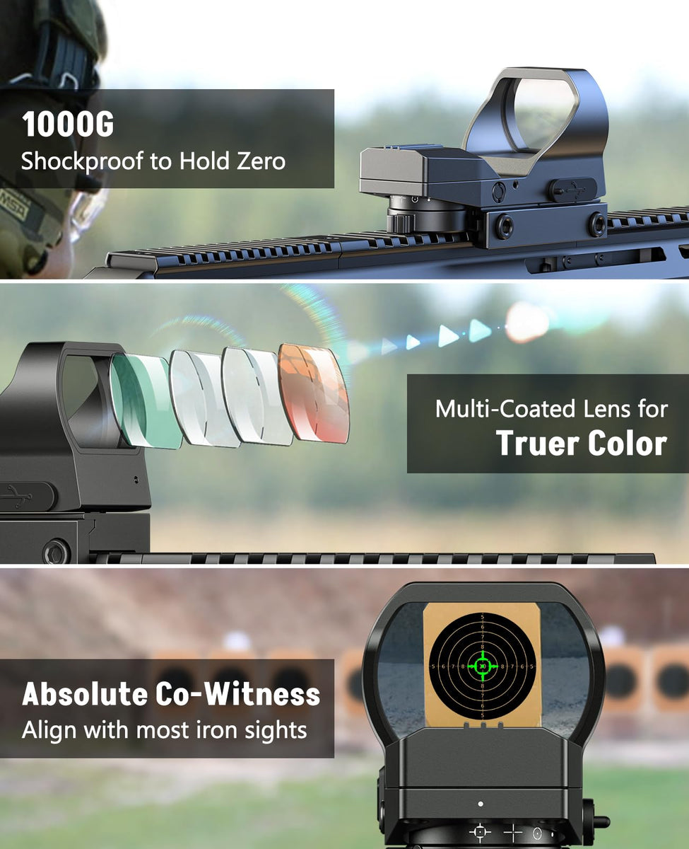 EZshoot Rechargeable Motion Awake Green & Red Dot Sight Paintball Opti