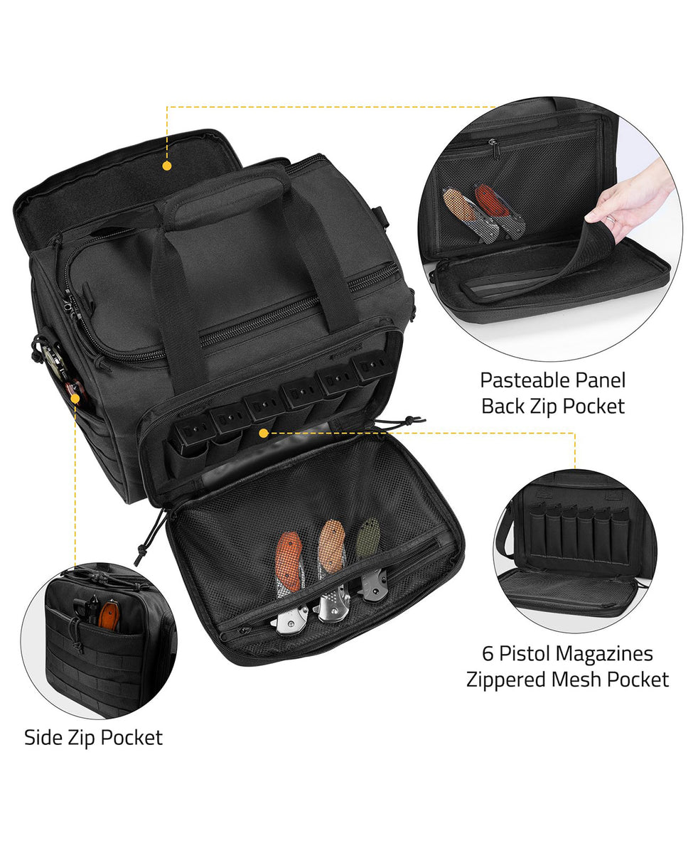 EZshoot Gun Range Bag for Handguns with Lockable Zipper
